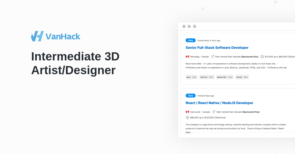 Intermediate 3D Artist/Designer - VanHack